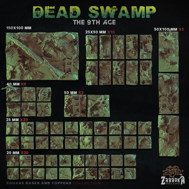 3D Printable Dead Swamp [Square] - Bases and Toppers (The 9th Age) by ...